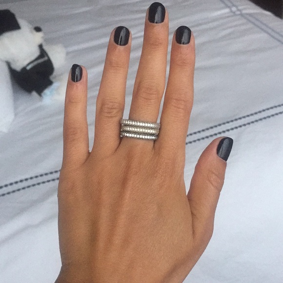 Jewelry | Gold Silver Black Pav Stacking Rings | Poshmark